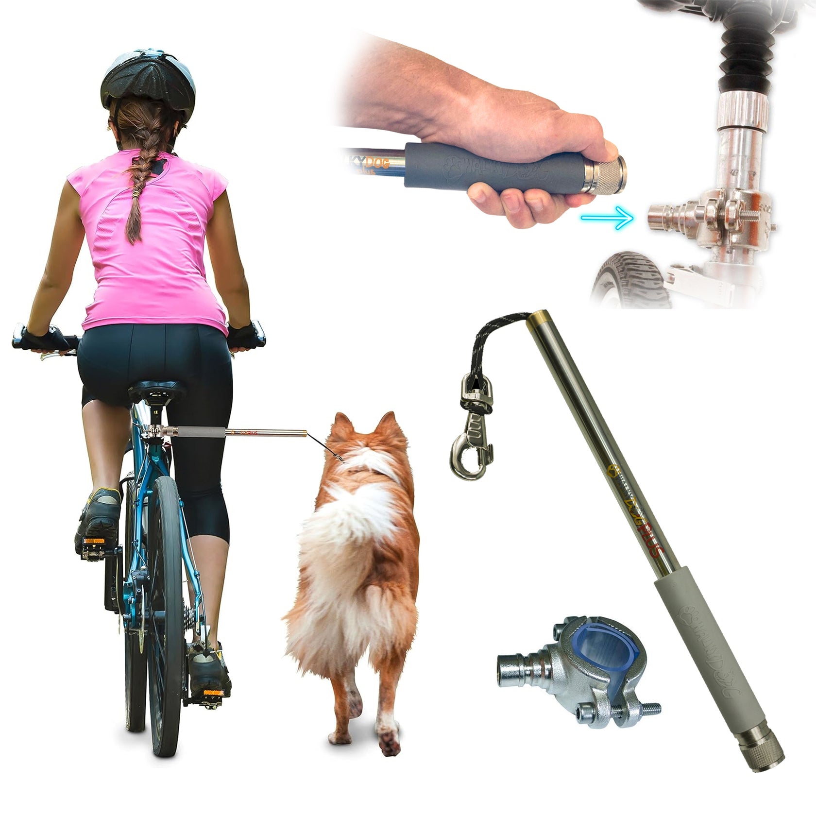 WalkyDog® Plus Dog Bike Leash Biking Attachment – Walky Pet Inc.